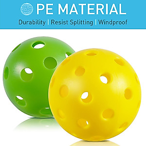 Pickleball Balls Indoor and Outdoor, 40 Holes Yellow Pickleball Balls for Outdoor Sport & 26 Holes Green Pickle Ball for Indoor, Highly Durable and Consistent Bounce