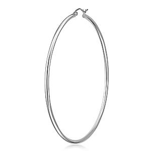 14k REAL White Gold 2mm Thickness Hinged Hoop Earrings (65 x 65 mm)