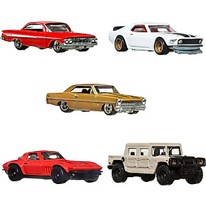 Hot Wheels Cars, Premium Fast & Furious 1:64 Scale 5-Pack Die-Cast Toy Cars for Collectors, HKF07