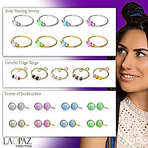 Sterling Silver Simple Nose Ring,20 Gauge Thin Silver Nose Rings,Tiny Nose Piercing White Opal,Delicate 8mm Diameter 0.3 Inches Small Nose Piercings,Tiny Handmade Body Jewelry