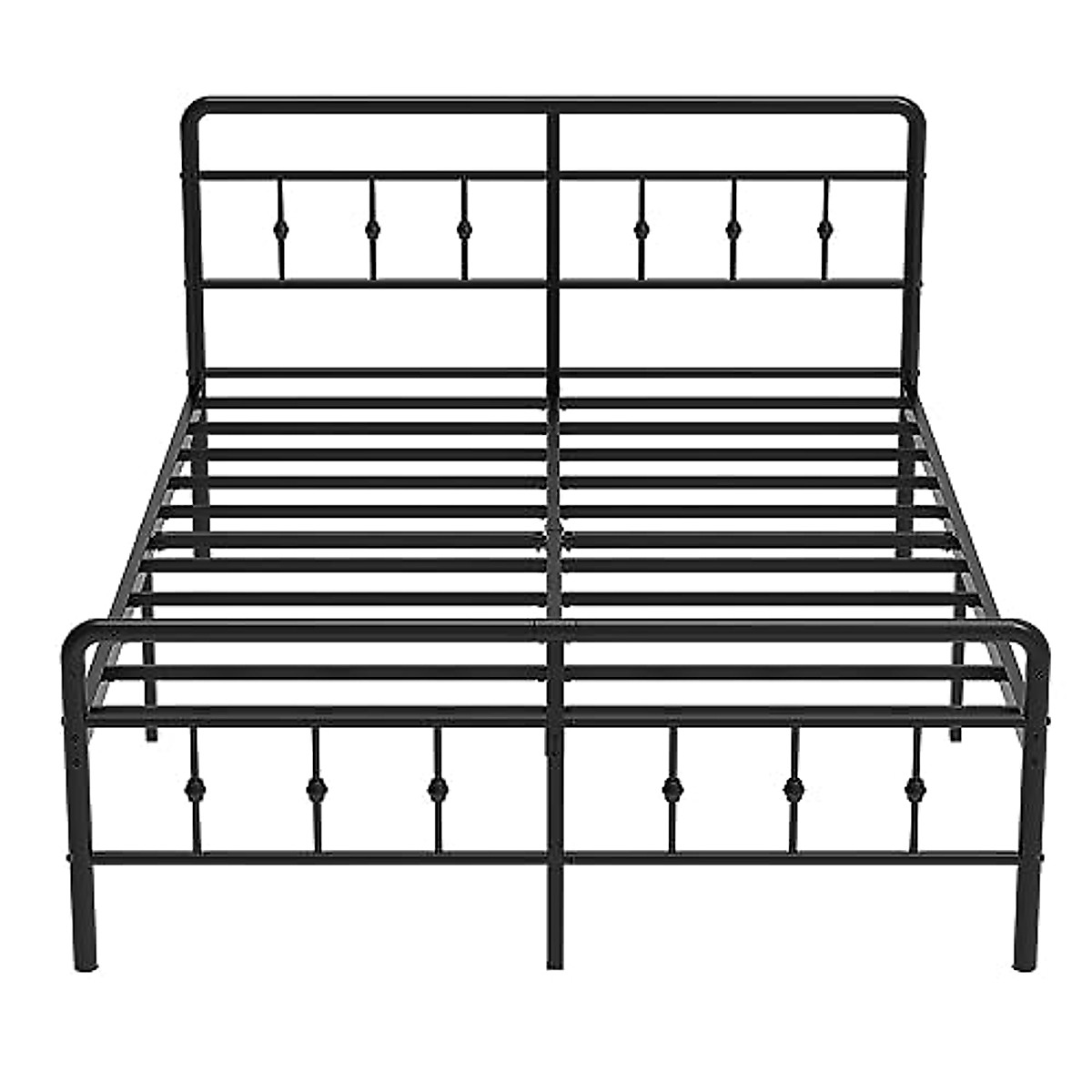DiaOutro Classic Metal Platform Queen Bed Frame with Headboard and Footboard, 16 Inch No Box Spring Needed Heavy Duty Victorian Style Iron-Art Mattress Foundation/Under Bed Storage