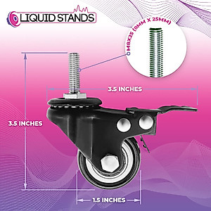Liquid Stands Keyboard Stand Caster Wheels Set of 4 Replacement Locking Heavy Duty Wheels with Brake - Piano Stand Parts and Accessories