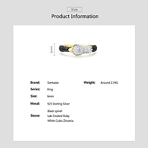Santuzza 925 Sterling Silver Eagle Ring Black Spinel Cubic Zirconia Gemstone Bird Ring for Women (7)