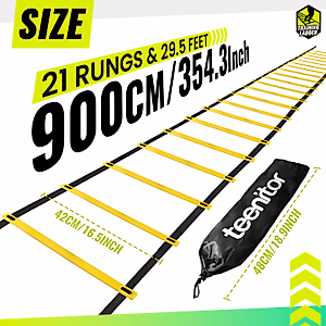 Teenitor Agility Ladder 21 Rung 29.5ft Speed Ladder Training Ladder for Soccer, Speed, Football Fitness Feet Training Carry Bag Agility Training Equipment, Sports Agility Ladders for Kids