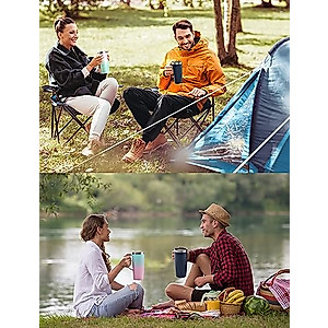 LyriFine Travel Mug with Handle, Od335 24oz Insulated Coffee Mug with Lid, Travel Mugs for Hot and Cold Double-Wall Vacuum Stainless Steel & Sliding Lid for Daily Life, Travel, Office, Blue