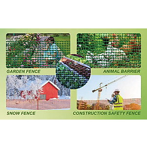 PotatoLife Plastic Mesh Fence Safety Fence, 4'x100' Roll with 100 Zip Ties, Resuable Temporary Netting for Garden Fencing, Construction, Snow Fencing, Animal Barrier, Poultry, Deer, Patio, Green