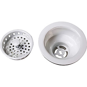 Westbrass A214-50 3-1/2" Post Style Large Kitchen Sink Basket Strainer, 1-Pack, Powder Coat White
