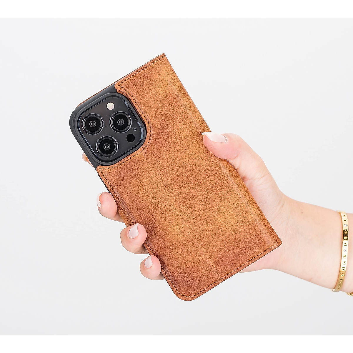 Venito Ravenna Slim Magic Leather Wallet Case for iPhone 14 Pro Max (6.7" Antique Brown)