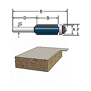 Bosch 84500M 3/4-Inch Diameter 9/16-Inch Cut Double Flute Laminate Flush Trim Router Bit 1/2-Inch Shank with Ball Bearing