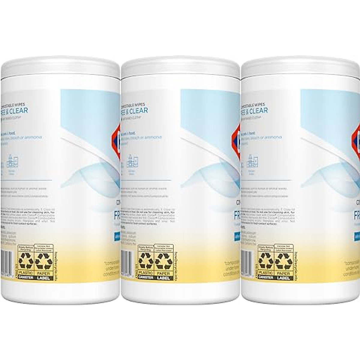 Clorox Compostable Cleaning Wipes - All Purpose Wipes - Household Essentials, Simply Lemon, 75 Count (Pack of 3)