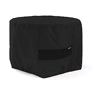 Covermates Round Firepit Cover – Water-Resistant Polyester, Mesh Ventilation, Fire Pit Covers-Black