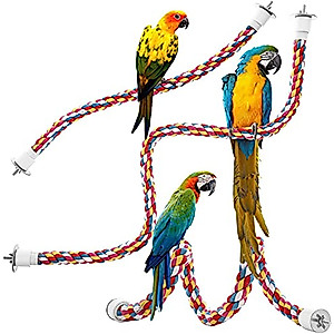 Bird Perches Rope Parrots Toys Fit Bigger Macaws Adjustable Stand Rope Ladder Rest (24in)