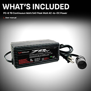 Schumacher PC-6 AC to DC Power Converter with 12V DC Port That Plugs into 12V AC Outlet - 70 Watts Continuous 140 Peak Watts, Black