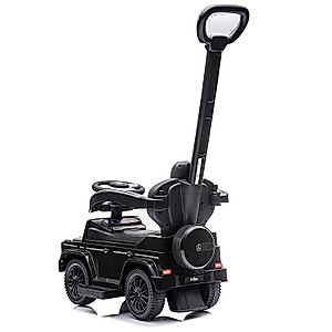Best Ride On Cars 3 In 1 Mercedes G-Wagon Push Car for Toddlers 1 to 3 Years Old, Kids Outdoor Stroller with Music, Horn Sounds, and Handle, Realistic Driving Experience, Black