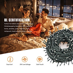 Qulist Christmas String Lights,105FT Connectable Fairy Twinkle Light 300 LED Indoor Lights with Remote[8 Modes & Waterproof],for Home Decoration, Patio Garden Wedding Party Warm White