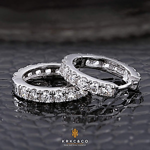KRKC&CO Hoop Earrings, S925 Sterling Silver Gold Plated White Gold Plated Round Hoop Earrings for Men & Women 12-15 mm