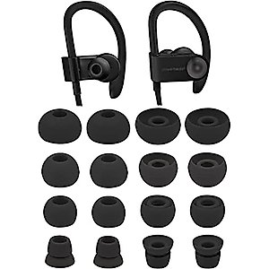 ALXCD Ear Tips for Powerbeats3 Wireless Earphone, SML 3 Sizes 6 Pair Earbud Tips & 2 Pair Double Flange Silicone Replacement Ear Tip Cushion, Fit for Beats Powerbeats 3 Wireless 3 [8 Pair](Black)