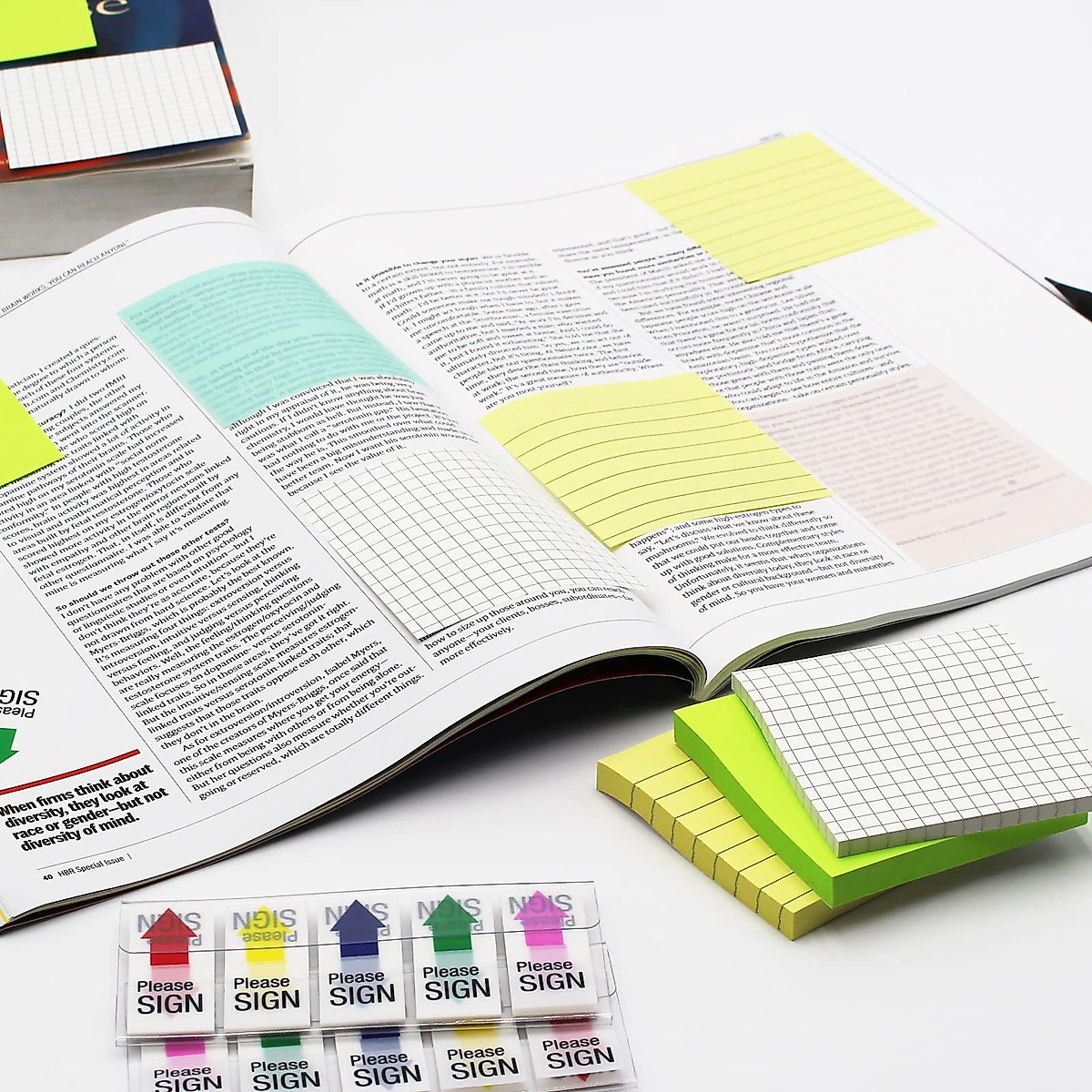 Please Sign Message Flags Assorted Color, 400 Pages Total, 0.79x1.77 Inch Wide Flags, Easy to Post, 4 On-The-Go Dispensers/Pack