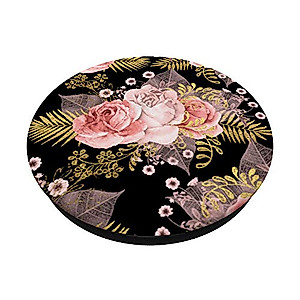 Floral Cell Phone Button Pop Out Holder Pink Flowers Rose PopSockets PopGrip: Swappable Grip for Phones & Tablets