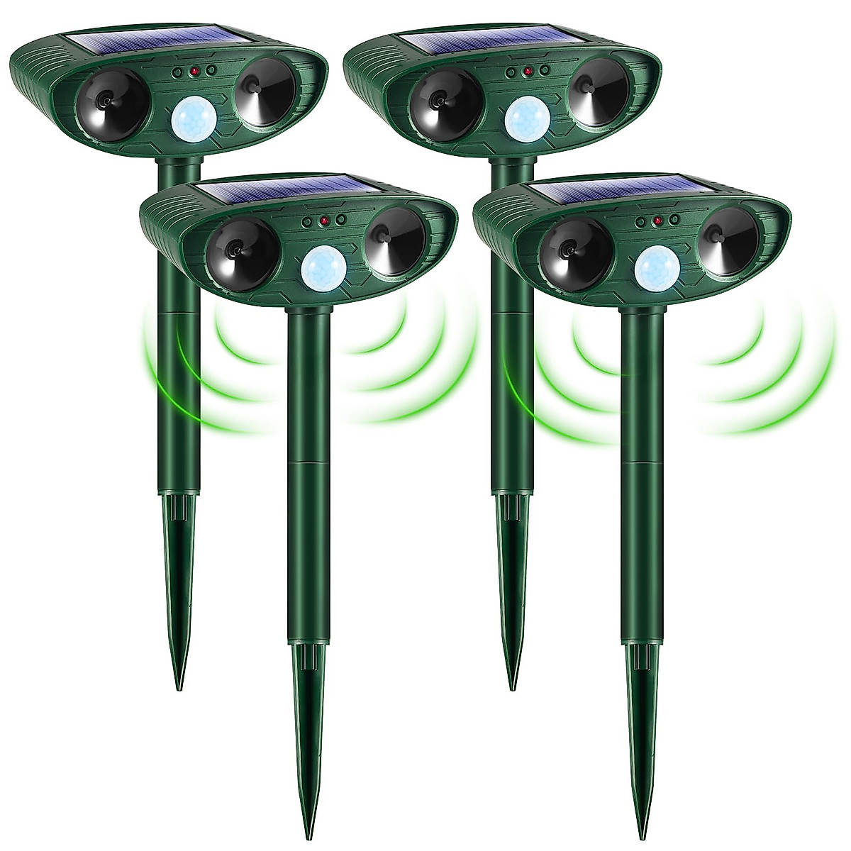 Solar Ultrasonic Animal Repellent Outdoor Waterproof Deer Repellent Sonic Cat Repellent Deterrent - Motion Activated Solar Animal Repeller Squirrel Rabbit Repellent Raccoon Repellent Yard Protection