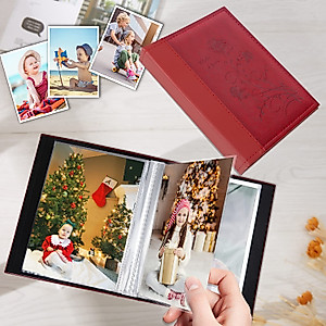 Artmag Photo Album 5x7 Clear Pages Pockets Leather Cover Slip Slide in Photo Album Book Holds 50 Vertical 5x7 Photos Picture Book for Wedding Family (Red)