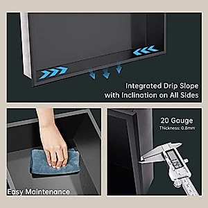 DAYONE Rectangular Stainless Steel Matte BlackShower Niche 24" X 12", Bathroom Wall Soap Niche, Alcove Douche De niche Salle De Bain, Shower Storage Organizer Nook Insert, NO Tile Needed