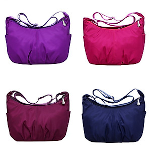 Grey990 Women Casual Nylon Waterproof Sling Shoulder Bag Large Capacity Crossbody Bag Handbag Purse Black