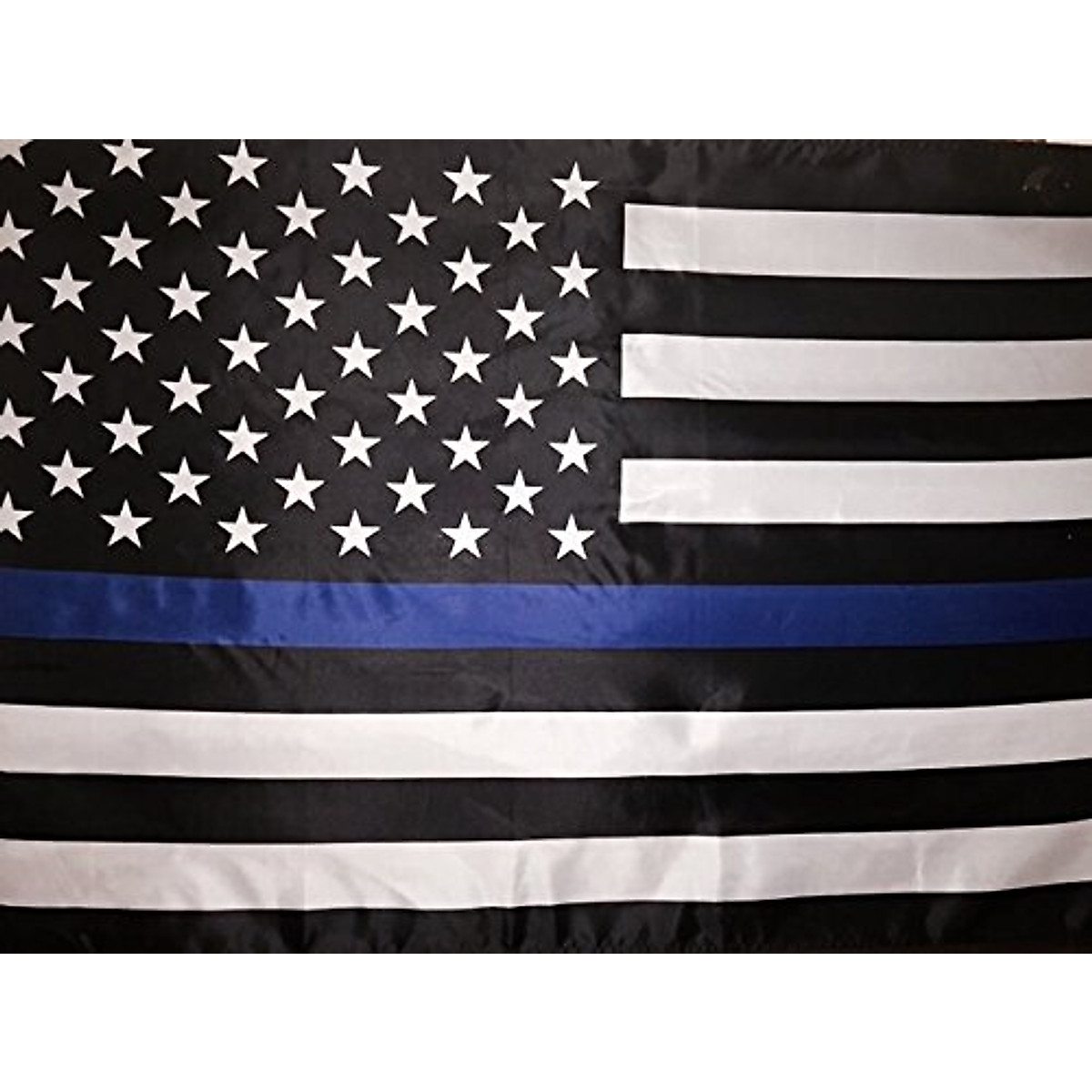 Thin Blue Line American Flag - 3 by 5 Foot Flag Honoring our Men and Women of Law Enforcement- Black, White, and Blue with Brass Grommets