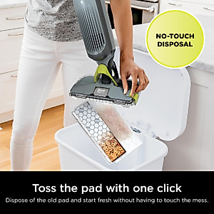 Shark VM252 VACMOP Pro Cordless Hard Floor Vacuum Mop with LED Headlights, 4 Disposable Pads & 12 oz. Cleaning Solution, Charcoal Gray