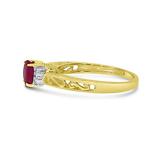 Direct-Jewelry 14k Yellow Gold Oval Ruby And Diamond Ring (Size 7)