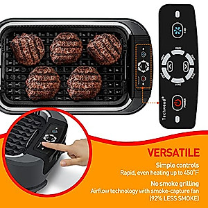 Indoor Smokeless Grill, Techwood 1500W Electric BBQ Grill with Temperature Control, Korean Grill Removable Grill & Griddle Plates, Tempered Glass Lid