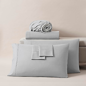 Nestl Extra Deep Pocket King Sheets Set - 6 PC Soft Microfiber Extra Deep Pocket King Size Sheets - Fade Resistant Bedding Sheets & Pillowcases - King, Silver Light Gray