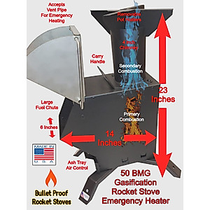 Bullet Proof Rocket Stoves 50 BMG Cooking and Emergency Tent Heater