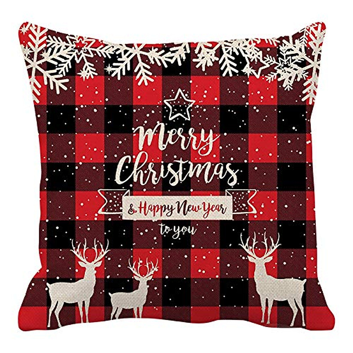 Scceatti Christmas Throw Pillow Covers 18x18 in Liene Square Farmhouse Pillow Cover with Zipper Plaid Textured Striped Boho Xmas New Pillowcases Protector for Couch Bed Living Room Decorations Gifts