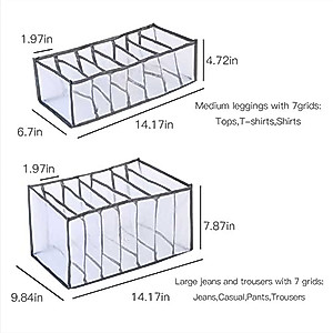 Organizers Se Jeans Compartment Storage-Mesh Clothes Storage Organizer Washable Folding Drawer Organizers (2 Medium+2 Large