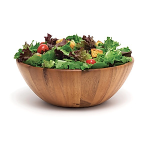 Lipper International Acacia Round Flair Serving Bowl for Fruits or Salads, Large, 12" Diameter x 4.5" Height, Single Bowl