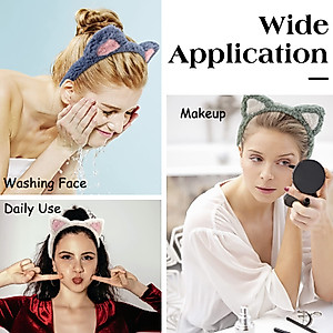 Ondder 3 Pack Car Ear Headbands for Women Cute Spa Headband for Washing Face Cat Ear Skincare Headbands Face Wash Skincare Makeup Shower Headband Head Bands for Women (White, Green, Navy Blue)
