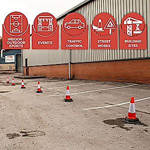 Street Solutions 6 Pack Traffic Safety Cones 18'' inches with Reflective Collars, Unbreakable PVC Orange Construction Cone for Traffic Control, Driveway Road Parking (Orange)