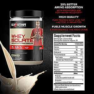 Whey Protein Isolate | Six Star 100% Whey Isolate Protein Powder | Whey Protein Powder for Muscle Gain | Post Workout Muscle Recovery + Muscle Builder | Vanilla Protein Powder (20 Servings)