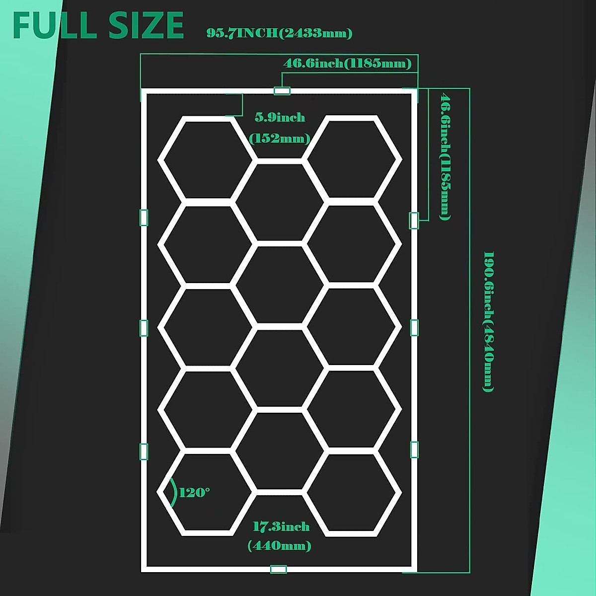 LRBHLFJ LED Cellular Garage Light, 14 Hexagon Grid LED Workshop Lights for Garage Detail Lights & Auto Repair Shop Lights, IP54