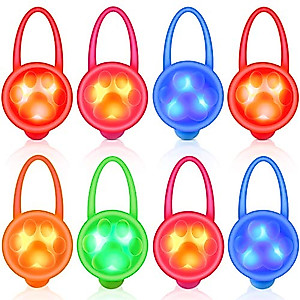 8 Pieces Dog Collar Light Waterproof Silicon Dog Collar Light LED Night Pet Strobe Harness Leash Necklace Lights for Walking Camping Warning Reflective Gear Accessories