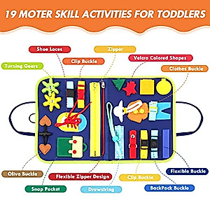 Hooku Busy Board for 1 Year Old, Montessori Toys for 2 Year Old, Baby Sensory Toys for Toddlers 1-3, Fine Motor Toys, Toddler Travel Toys, Toddler Learning Activities,Birthday Gifts for Baby Boy Girl