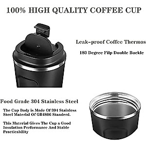 Insulated Coffee Mug with Lid, 18oz Vacuum Stainless Steel Tea Tumbler Cup, Durable Double Wall Leak-Proof Reusable Coffee Cup Thermos Mug for Travel Office School Party Camping (Black)