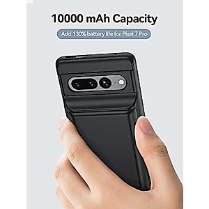 NEWDERY 10000mAh Battery Case for Google Pixel 7 Pro, Ultra Powerful Rechargeable Charger, Protective Extended Backup - Black
