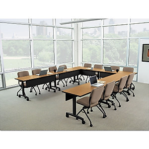 HON Perpetual Series Folding Nesting Chair, Supports up to 300 lb, 19.13" seat Height, Morel seat, Morel Back, Black Base