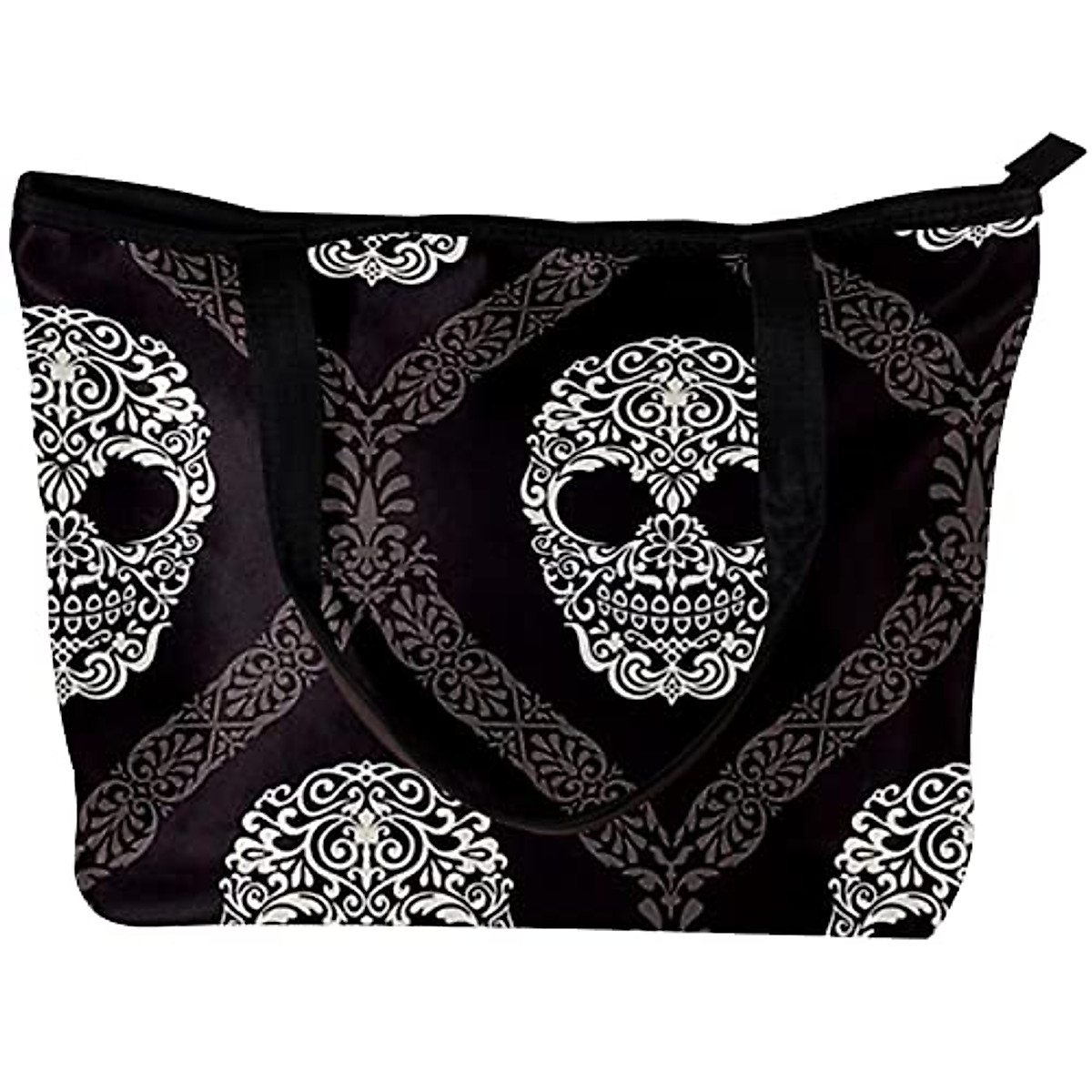 Women's Large Size Canvas Shoulder Bag Hobo Crossbody Handbag Casual Tote, Grey Skull Vintage