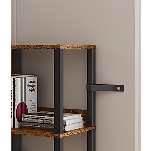 VIMBER 5-Tier Bookshelf with Anti-Fall Baffle, Tall Bookcase for Books, Garage Kit, CDs, Movies, Industrial Standing Bookshelves Storage Organizer for Bedroom Office Living Room USSJ001F