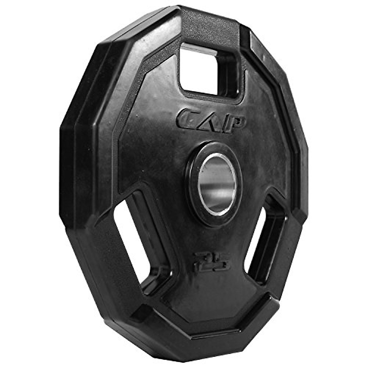 CAP Barbell 12-Sided Rubber Olympic Grip Weight Plates, Black, Single, 25 Pound