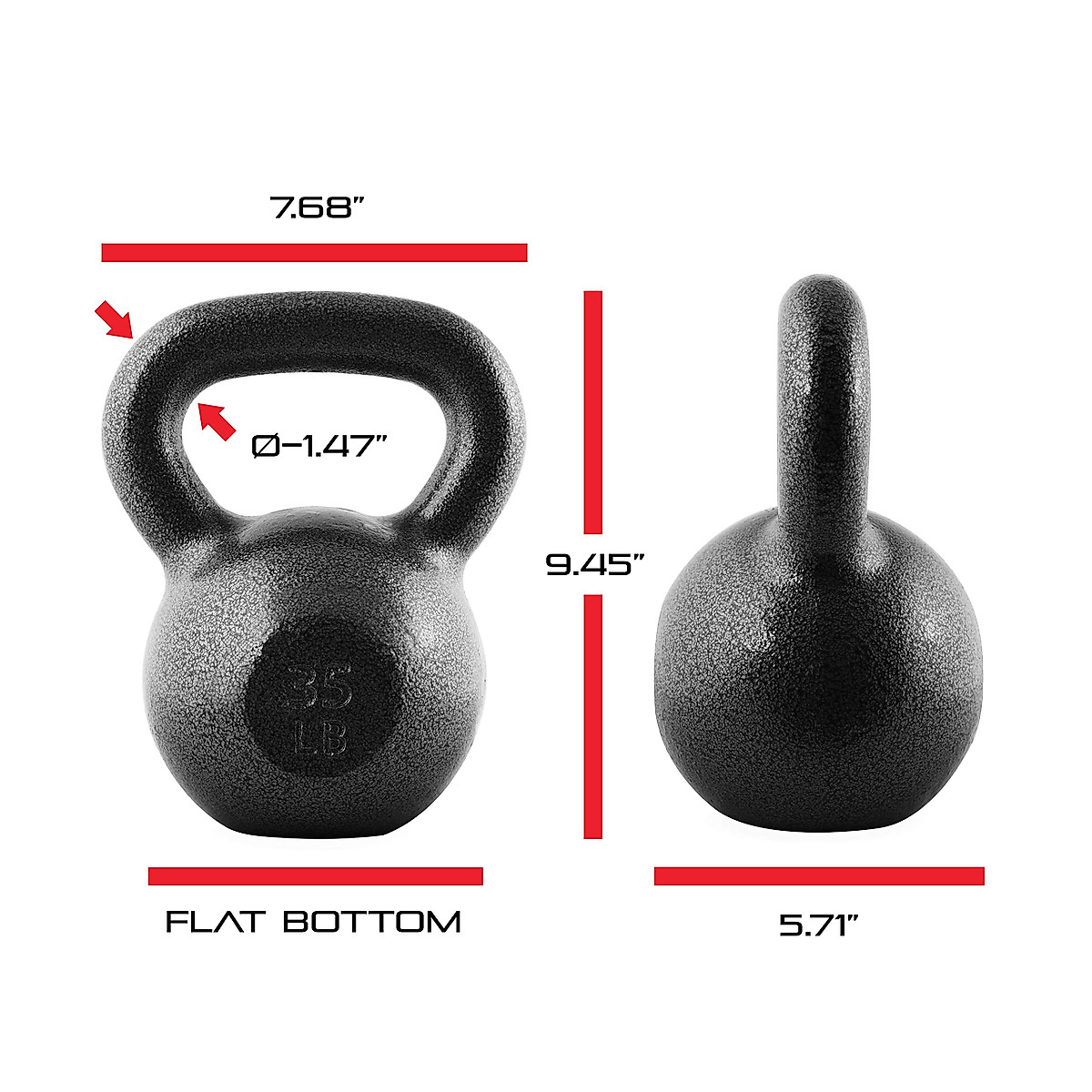 CAP Barbell Black Cast Iron Kettlebell | 35 Pounds