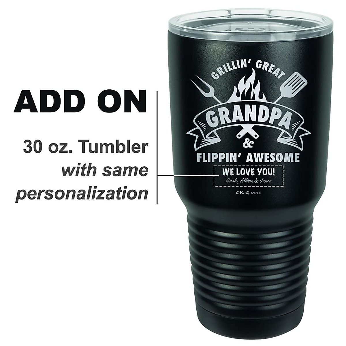 Grandpa Gift –PERSONALIZED Bamboo Cutting Board Custom Engraved Grillin Great Flippin Awesome Fathers Day Birthday Christmas Gift Best Grandpa Ever Papa Poppop Gifts Grandkids Grandchildren(11.5x13.5)